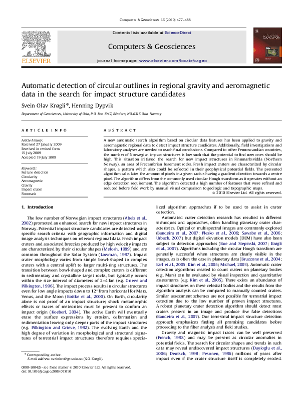 (PDF) Automatic detection of circular outlines in regional gravity and aeromagnetic data in the ...