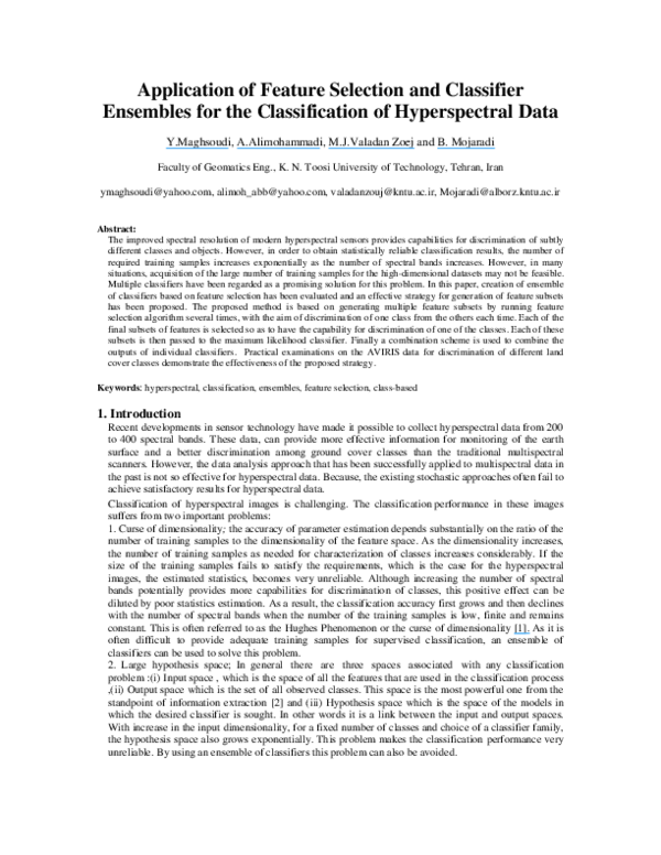 (PDF) Application of feature selection and classifier ensembles for the classification of ...