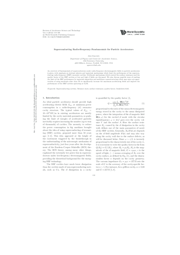 (PDF) Superconducting Radio-Frequency Fundamentals for Particle Accelerators