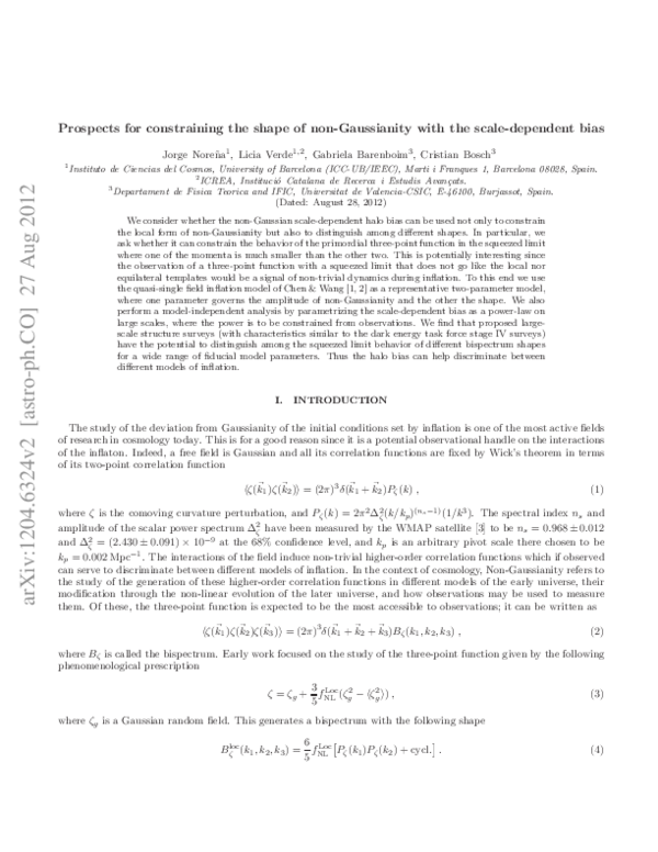 (PDF) Prospects for constraining the shape of non-Gaussianity with the scale-dependent bias