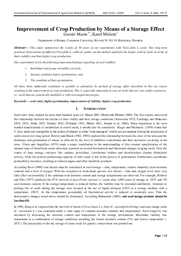 (PDF) Improvement of Crop Production by Means of a Storage Effect ...