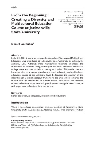 (PDF) From the Beginning: Creating a Diversity and Multicultural ...
