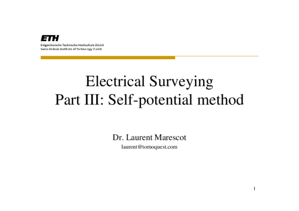 (PDF) Electrical Surveying Part III: Self-potential method