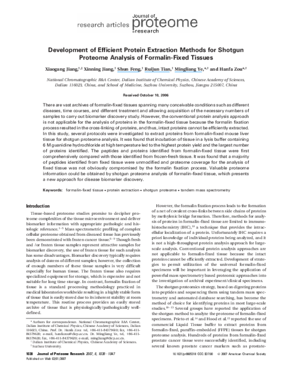 Pdf Development And Validation Of A Novel Protein Extraction