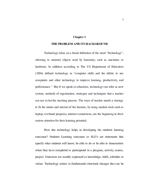 (DOC) Chapter 1 THE PROBLEM AND ITS BACKGROUND