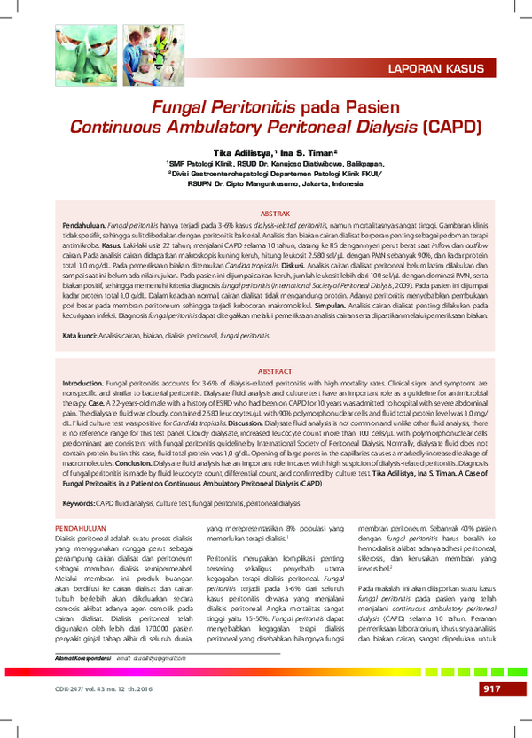 Fungal Peritonitis pada Pasien Continuous Ambulatory Peritoneal ...
