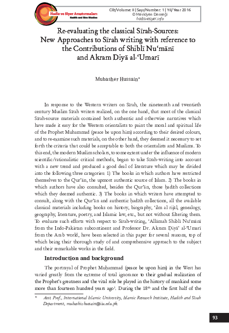 (PDF) Re-evaluating the classical Sirah-Sources: New Approaches to ...