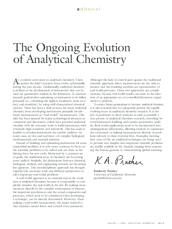 (PDF) The ongoing evolution of analytical chemistry