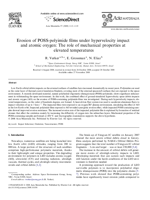 (PDF) Impact and Erosion of POSS-Polyimide Films