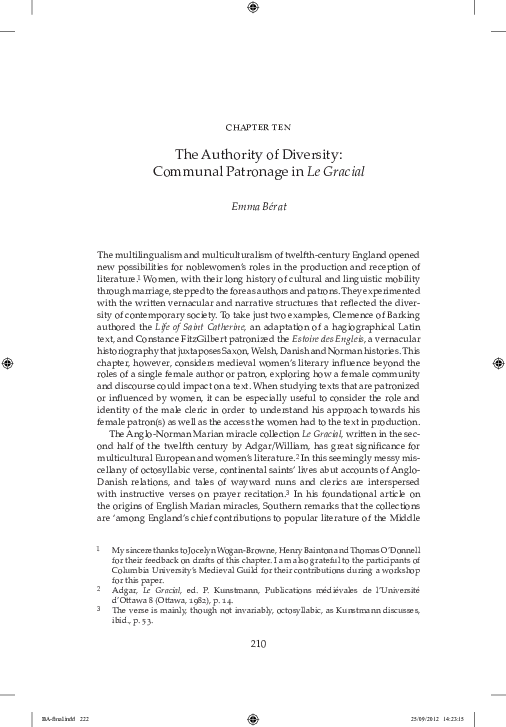 (PDF) "The Authority of Diversity: Communal Patronage in Le Gracial ...