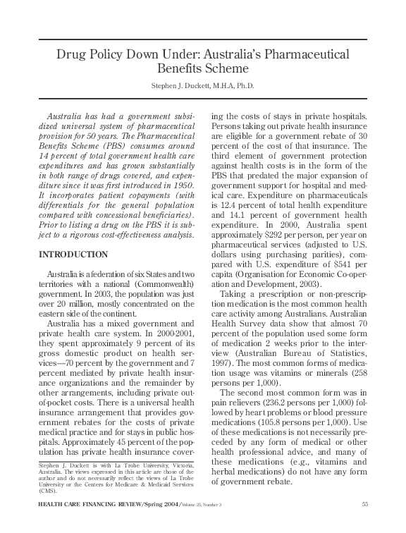 (PDF) Drug Policy Down Under: Australia's Pharmaceutical Benefits Scheme