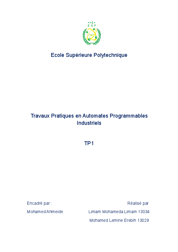 (DOC) Compte rendu TP automates programmables industriels
