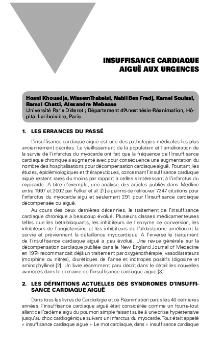 (PDF) INSUFFISANCE CARDIAQUE AIGUË AUX URGENCES