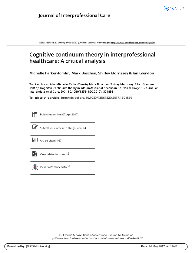 (PDF) Cognitive continuum theory in interprofessional healthcare: A ...