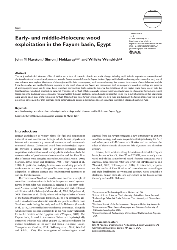 (PDF) Early- and middle-Holocene wood exploitation in the Fayum basin ...