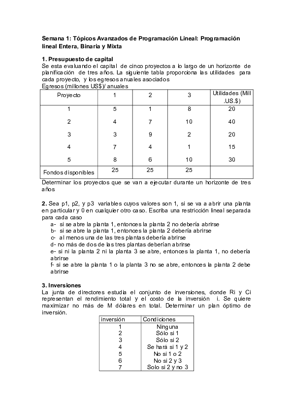 (DOC) Semana 1: Tópicos Avanzados de Programación Lineal: Programación ...