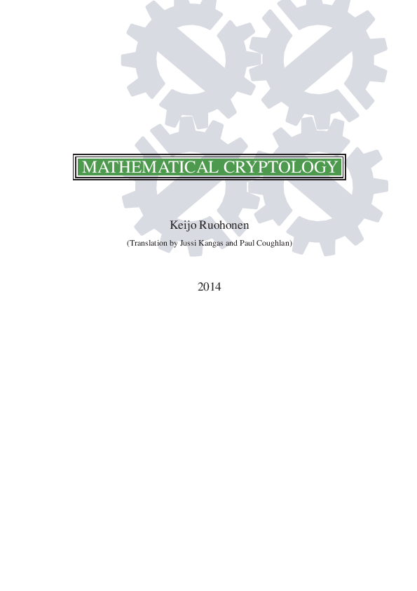 (PDF) MATHEMATICAL CRYPTOLOGY