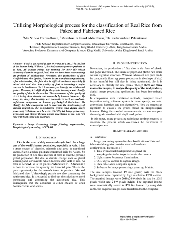 (PDF) Utilizing Morphological process for the classification of Real ...