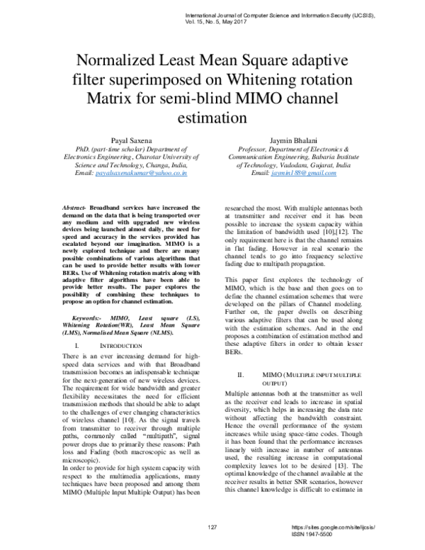 (PDF) Normalized Least Mean Square adaptive filter superimposed on ...