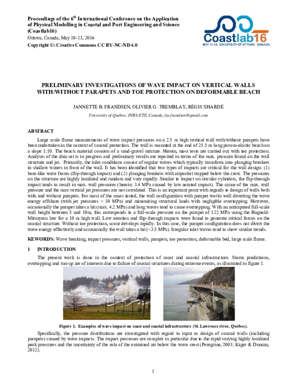 (PDF) Preliminary investigations of wave impact on vertical walls with ...