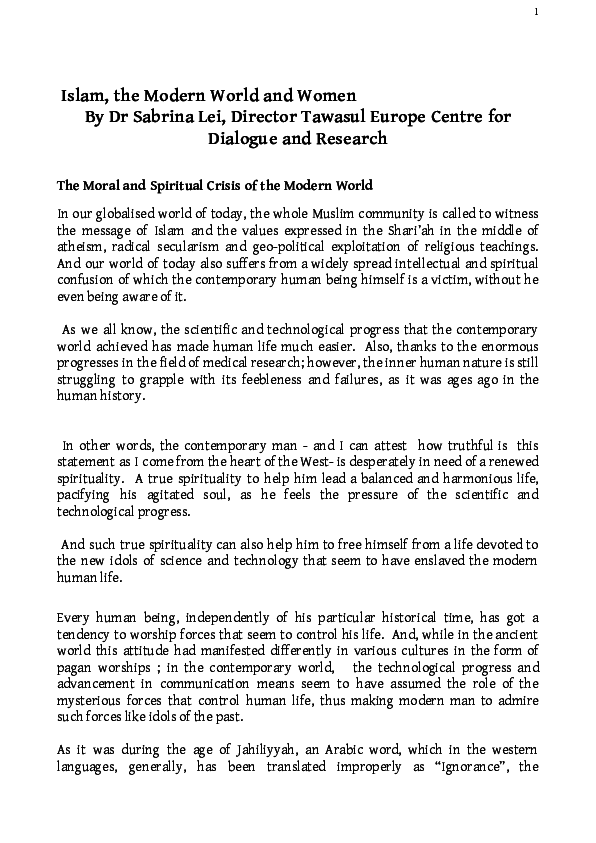 (PDF) Islam, the Modern World and Women
