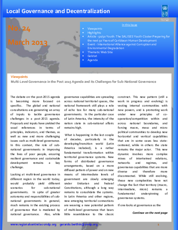 (PDF) Multi-Level Governance in the Post 2015 Agenda and its Challenges ...