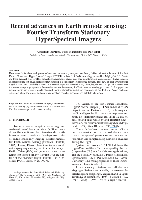 (PDF) Recent advances in earth remote sensing: Fourier transform ...