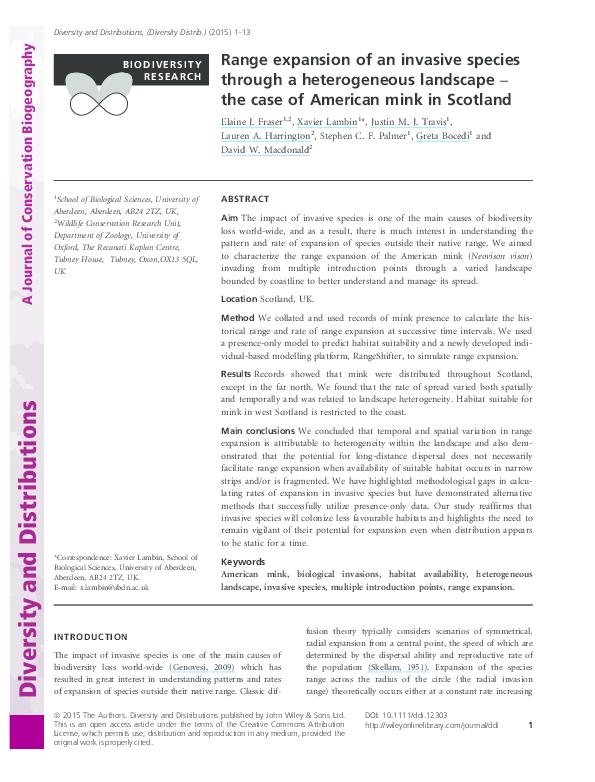 (PDF) Range expansion of an invasive species through a heterogeneous ...