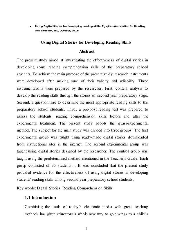 (PDF) Using Digital Stories for Developing Reading Skills