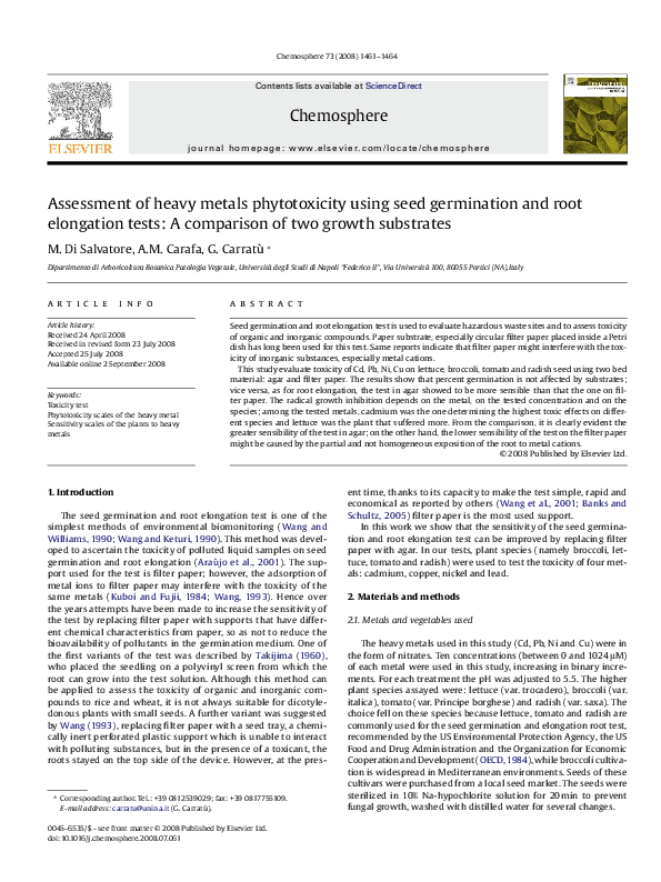 (PDF) Assessment of heavy metals phytotoxicity using seed germination ...