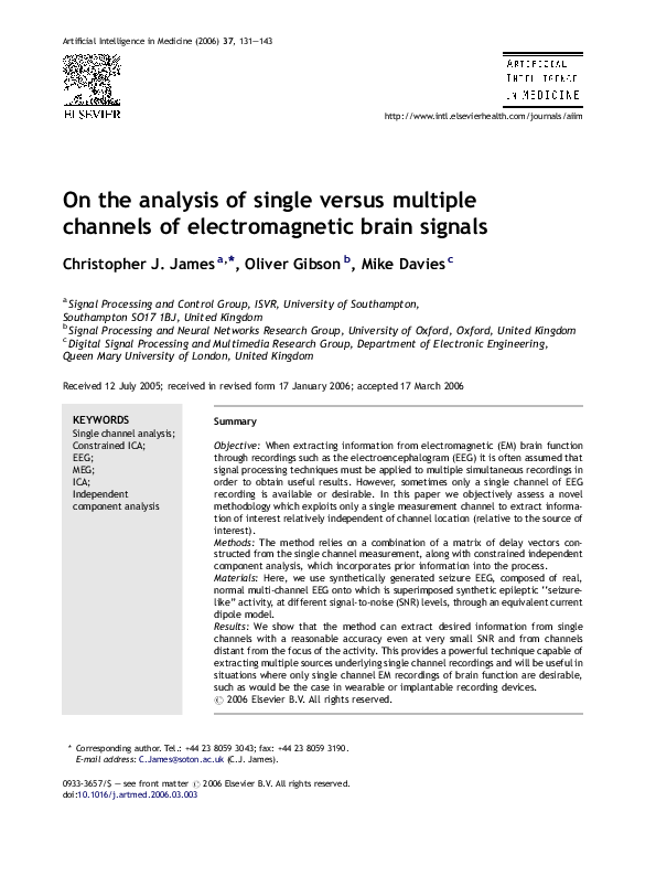 (PDF) On the analysis of single versus multiple channels of ...