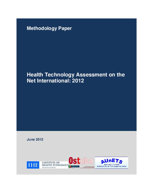 (PDF) Health Technology Assessment on the Net International: 2013