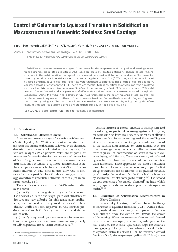 Pdf Columnar To Equiaxed Transition In Solidification Processing