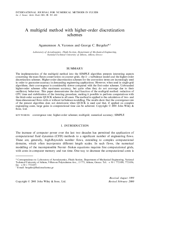 Pdf A Multigrid Method With Higher‐order Discretization Schemes