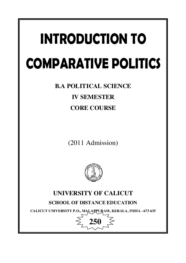 (PDF) INTRODUCTION TO COMPARATIVE POLITICSA POLITICAL SCIENCE IV ...