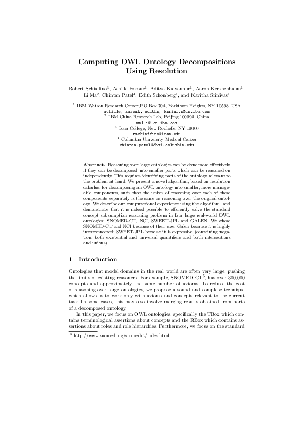(PDF) Computing OWL Ontology Decompositions Using Resolution