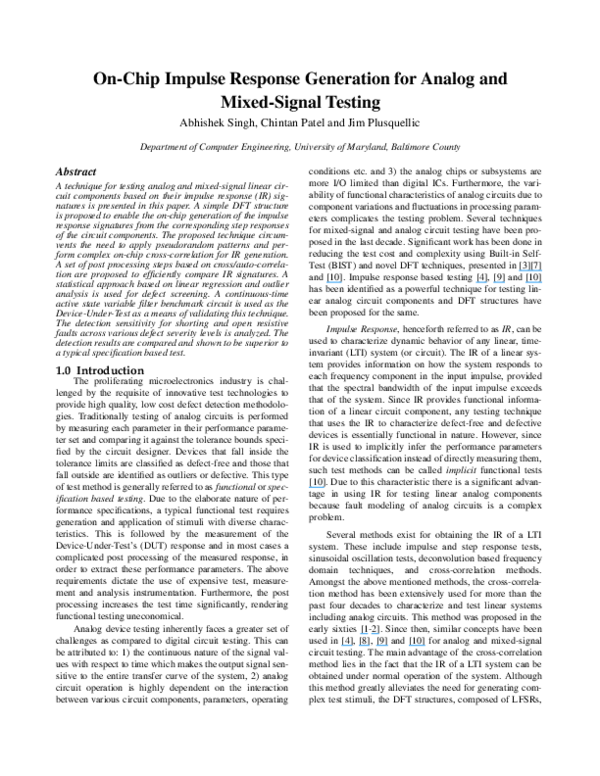 (PDF) On-chip impulse response generation for analog and mixed-signal ...