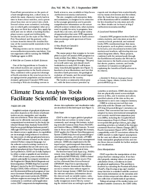 (PDF) Climate Data Analysis Tools Facilitate Scientific Investigations