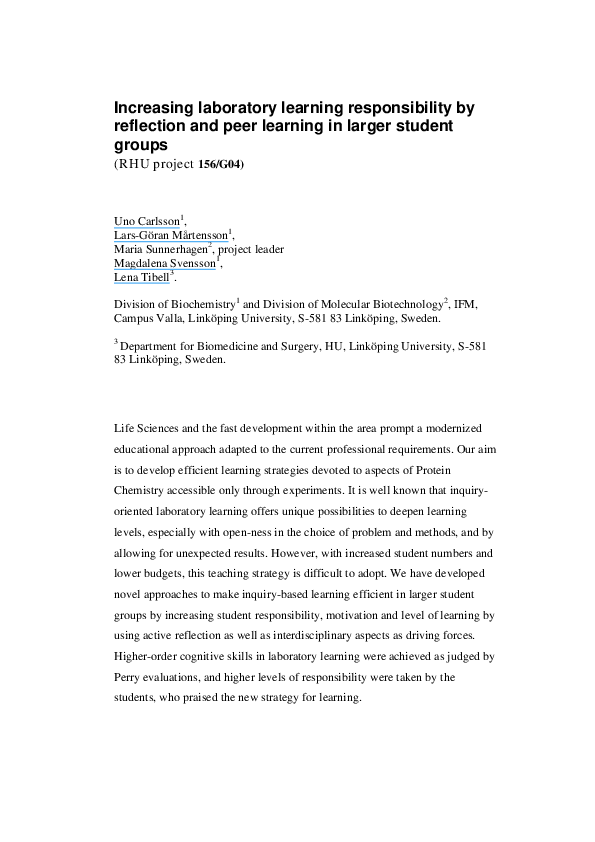 (PDF) Increasing laboratory learning responsibility by reflection and ...