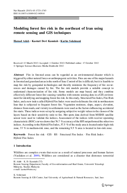 (PDF) Remote sensing and GIS-based forest fire risk zone mapping: The case of Manisa, Turkey ...