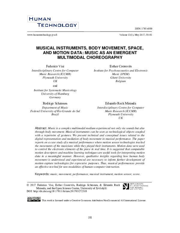 (PDF) Musical Instruments, Body Movement, Space, and Motion Data: Music ...