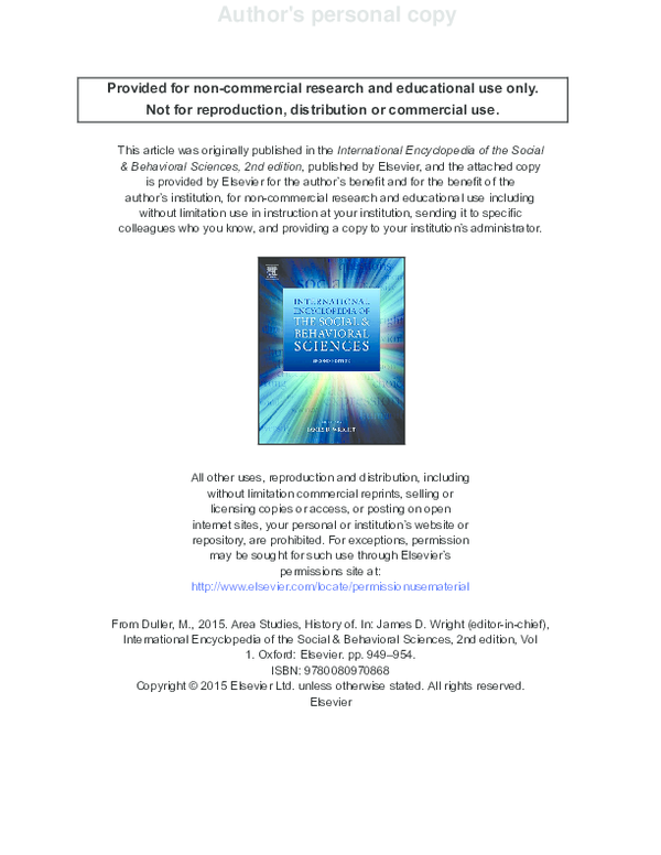 (PDF) Area studies, history of