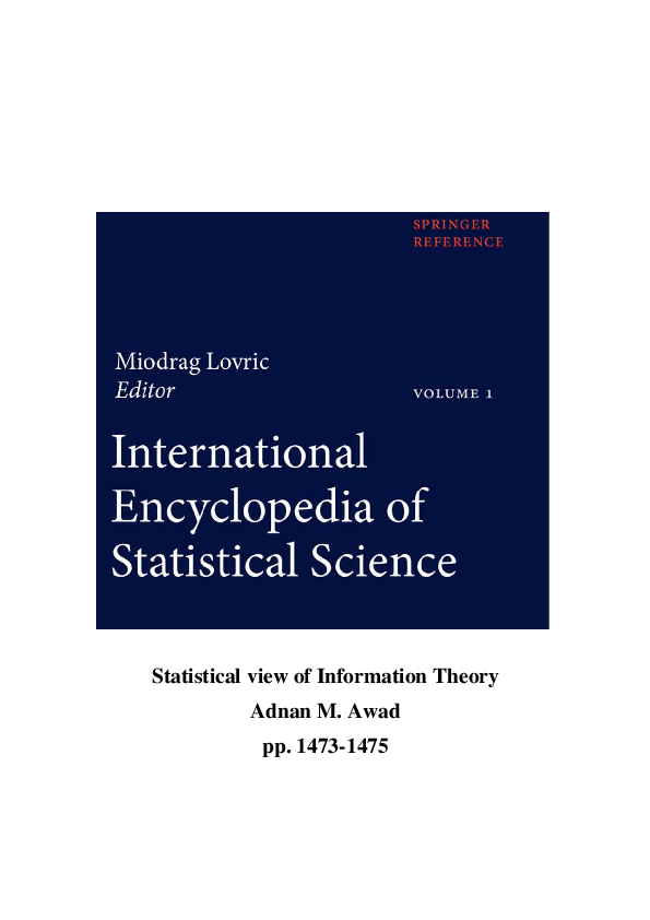(PDF) Statistical view of Information Theory