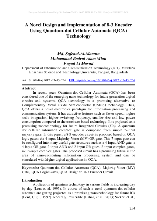 Pdf A Novel Design And Implementation Of 8 3 Encoder Using Quantum
