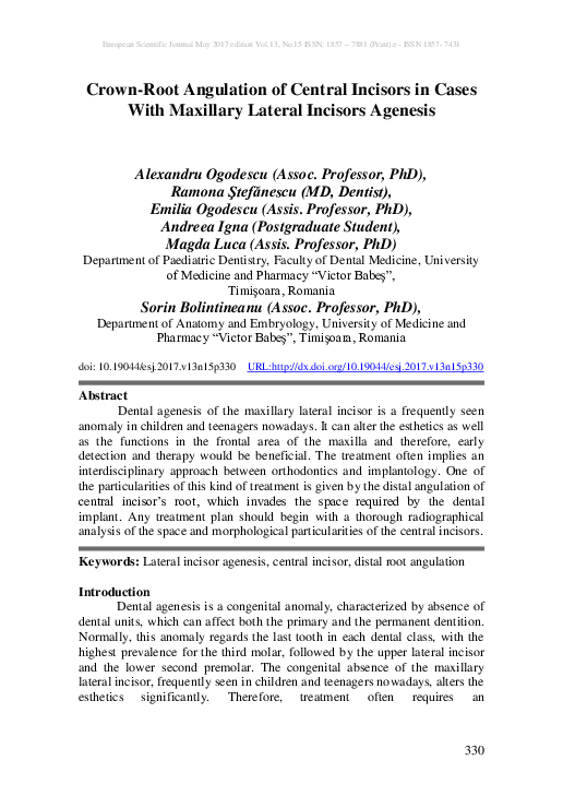 (PDF) Crown-Root Angulation of Central Incisors in Cases With Maxillary ...