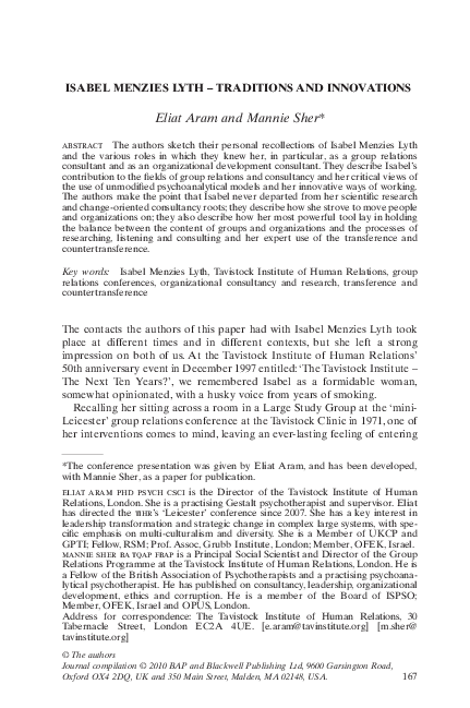 (PDF) Isabel Menzies Lyth - Traditions and Innovations