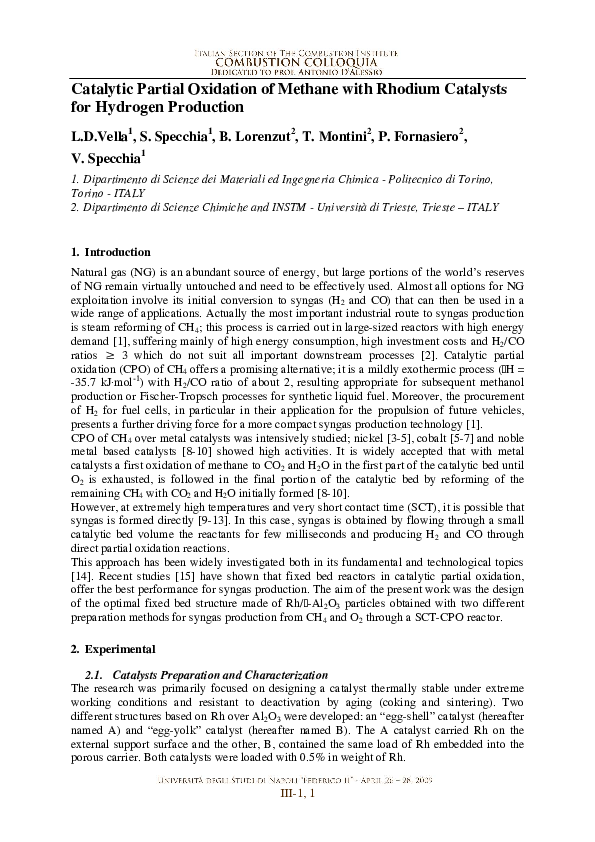 (PDF) Catalytic Partial Oxidation of Methane with Rhodium Catalysts for ...