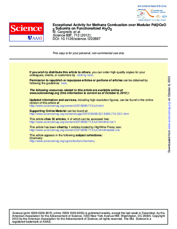 (PDF) Exceptional Activity for Methane Combustion over Modular Pd@CeO2 ...
