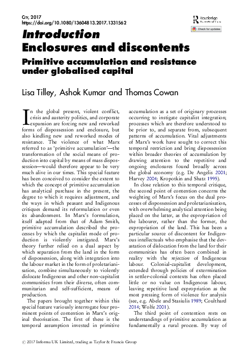 (PDF) Primitive Accumulation and Resistance under Globalized Capital