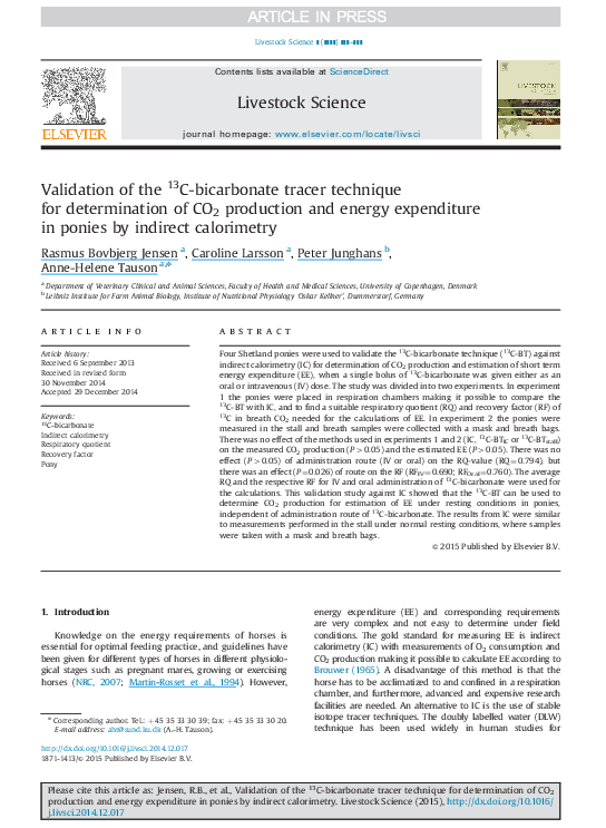 (PDF) Validation of the 13C-bicarbonate tracer technique for ...